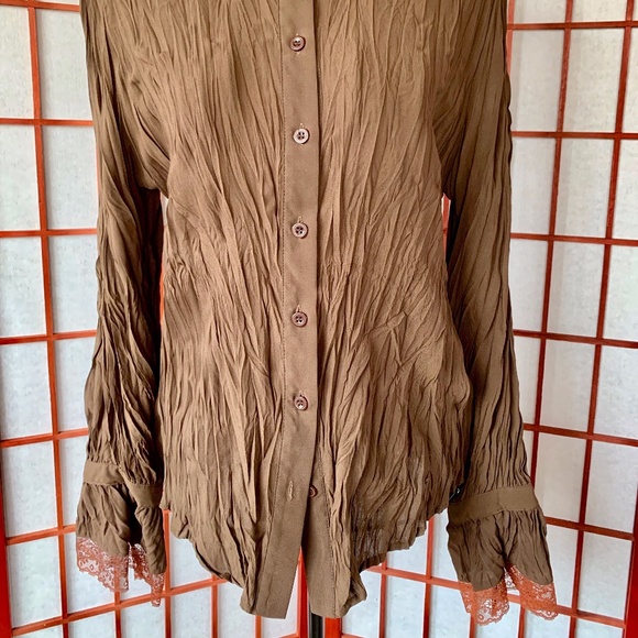 Apostrophe | Tops | Apostrophe Stretch Sheer Crinkle Blouse | Poshmark